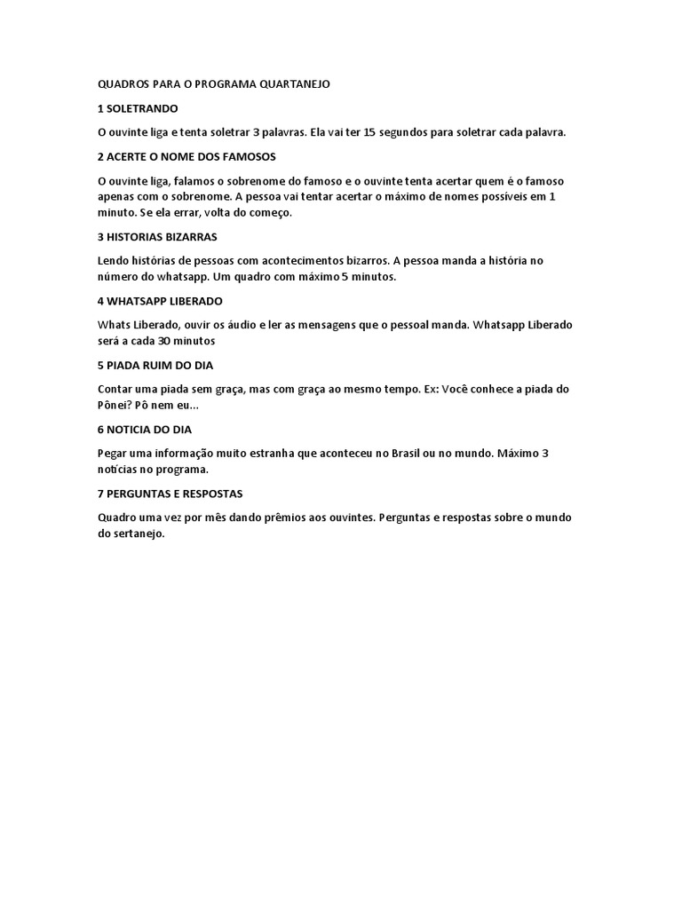 Quadros para o Programa Quartanejo - Jasmin | PDF