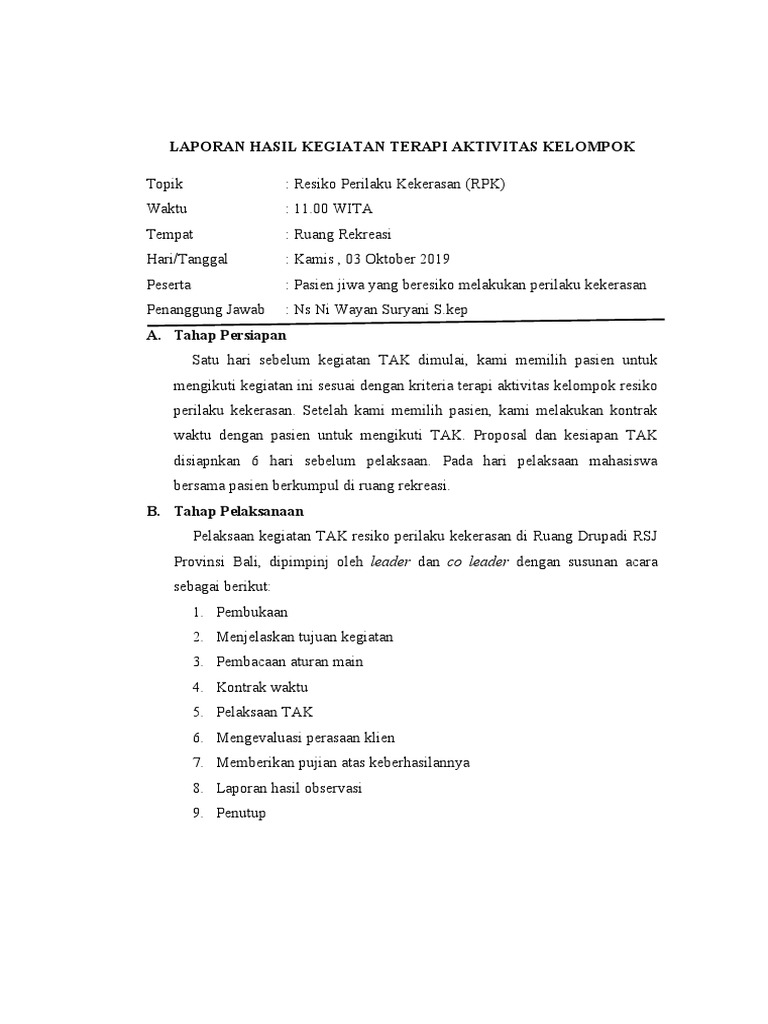 Laporan Hasil Tak | PDF | Pengembangan Diri | Sains & Matematika