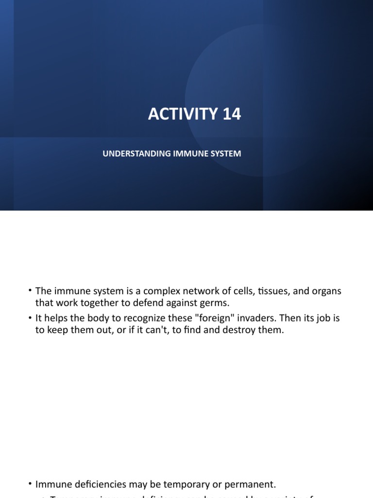 Activity 14 Understanding Immune System | PDF | Immunodeficiency ...