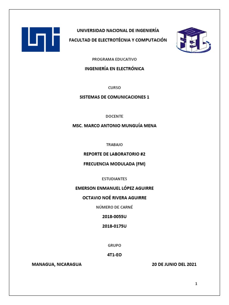 Reporte #2 FM (Emerson López y Octavio Rivera) | PDF | Modulación de frecuencia | Modulación