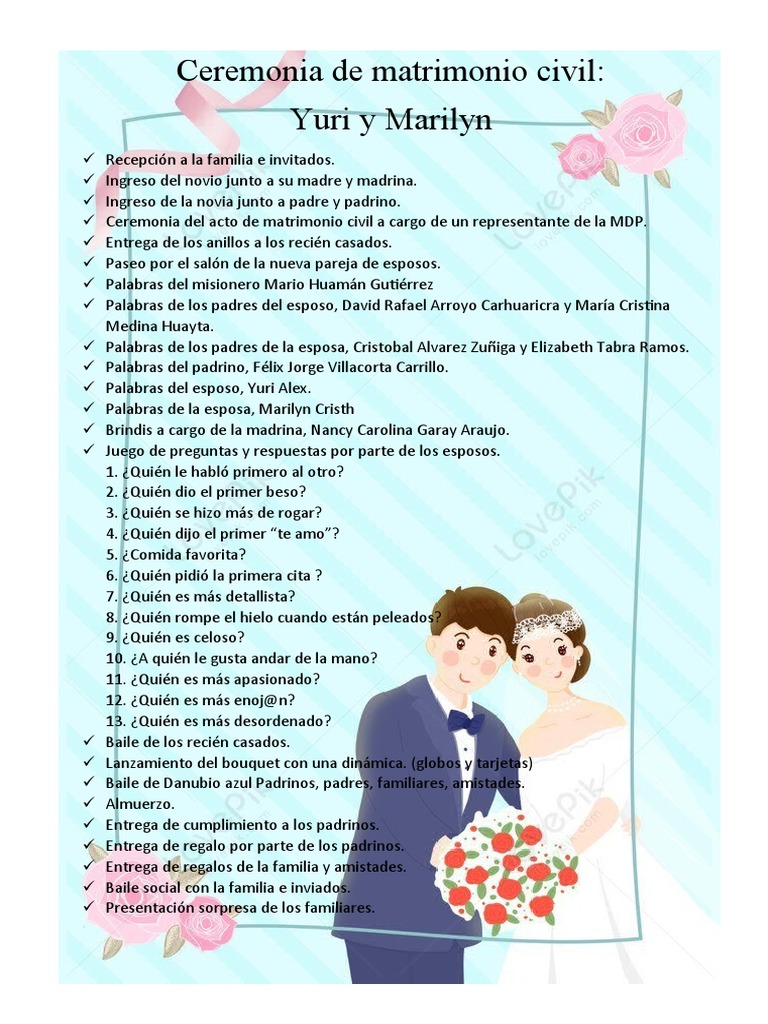Ceremonia de Matrimonio Civil | PDF