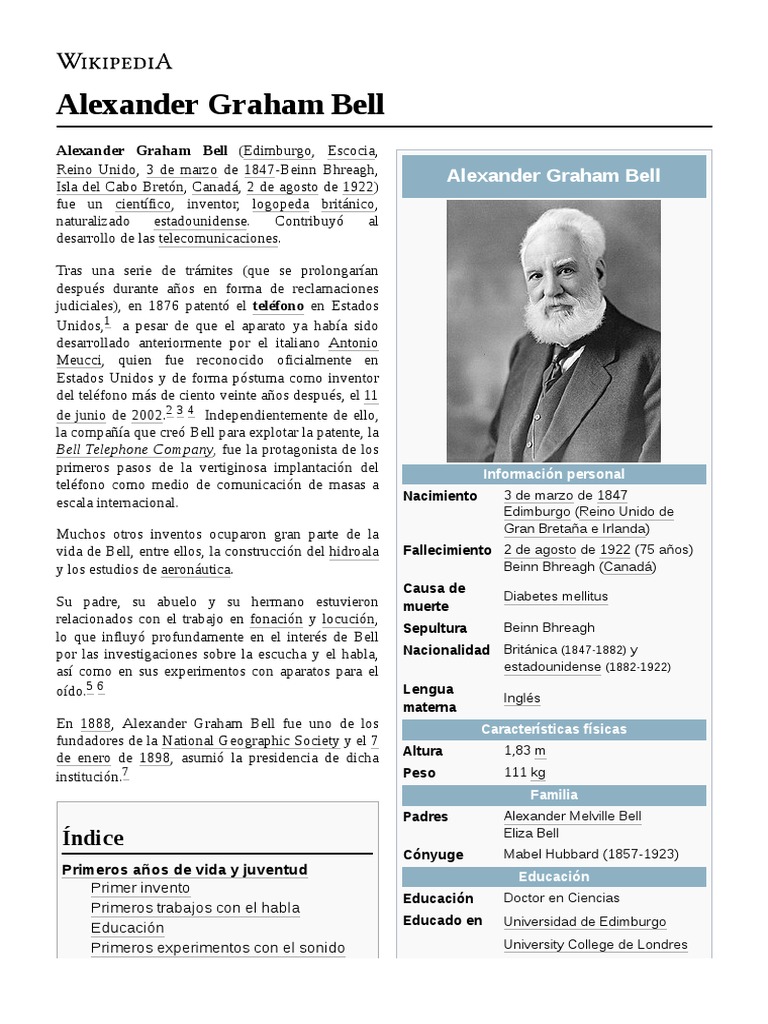 Alexander Graham Bell | PDF | Teléfono