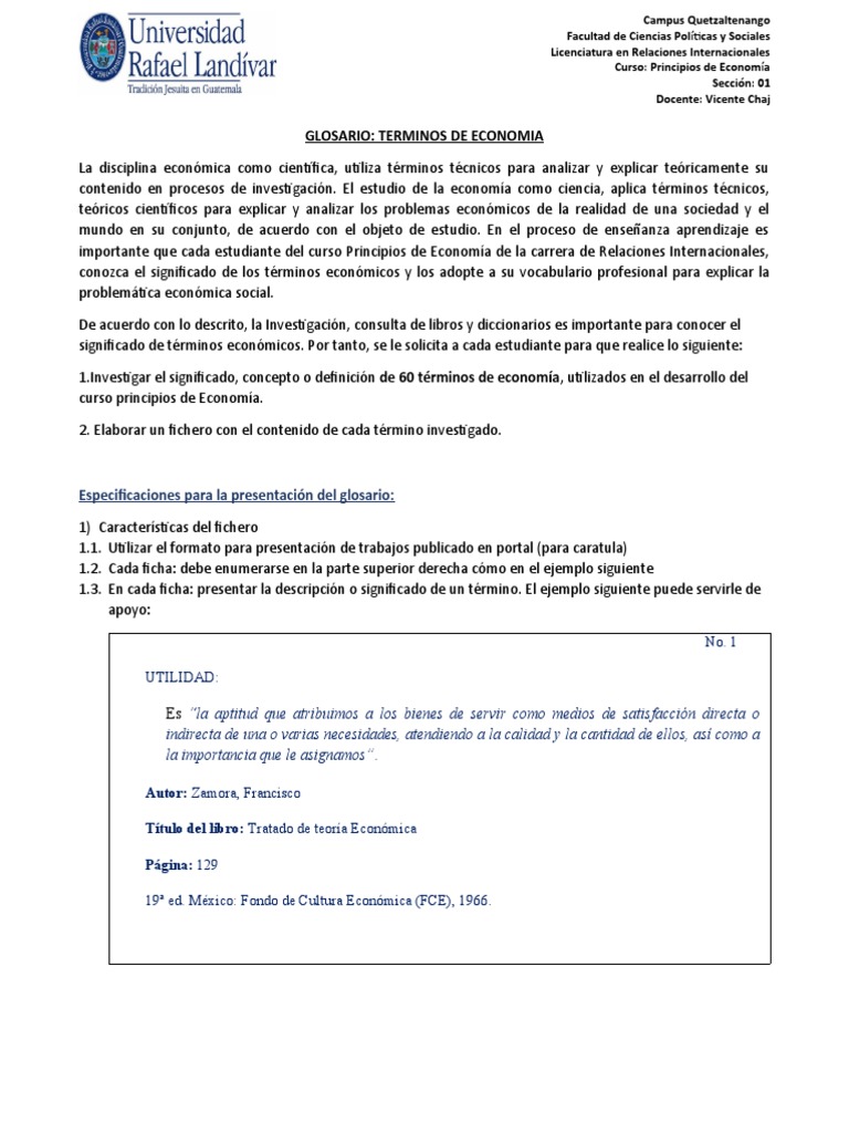 GLOSARIO Términos Económicos | PDF