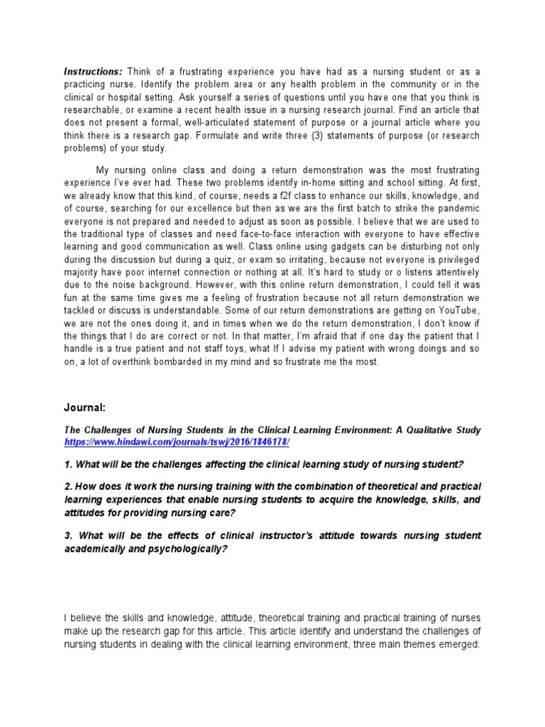 Instructions: Think of A Frustrating Experience You Have Had As A ...