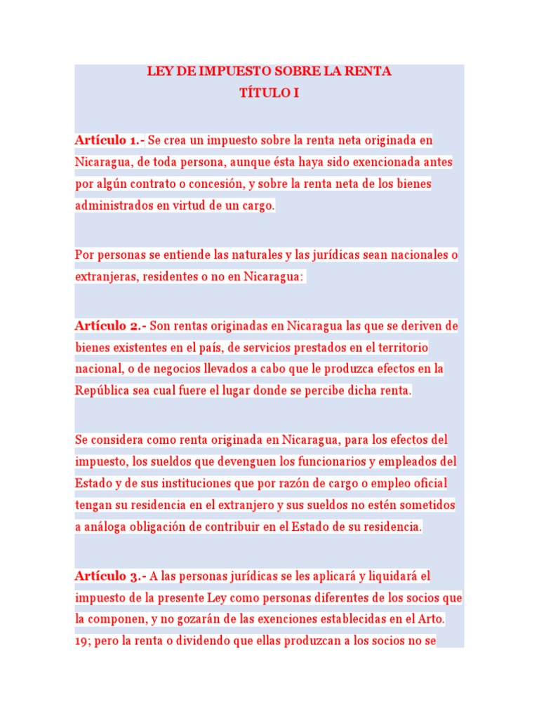 Ley de Impuesto Sobre La Renta | PDF | Impuestos | Impuesto sobre la renta