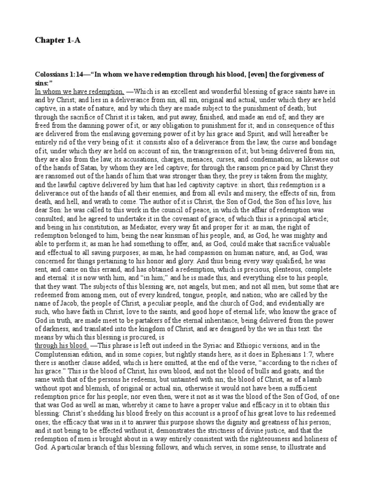 Colossians Chapter 1-A | PDF | Grace In Christianity | Salvation