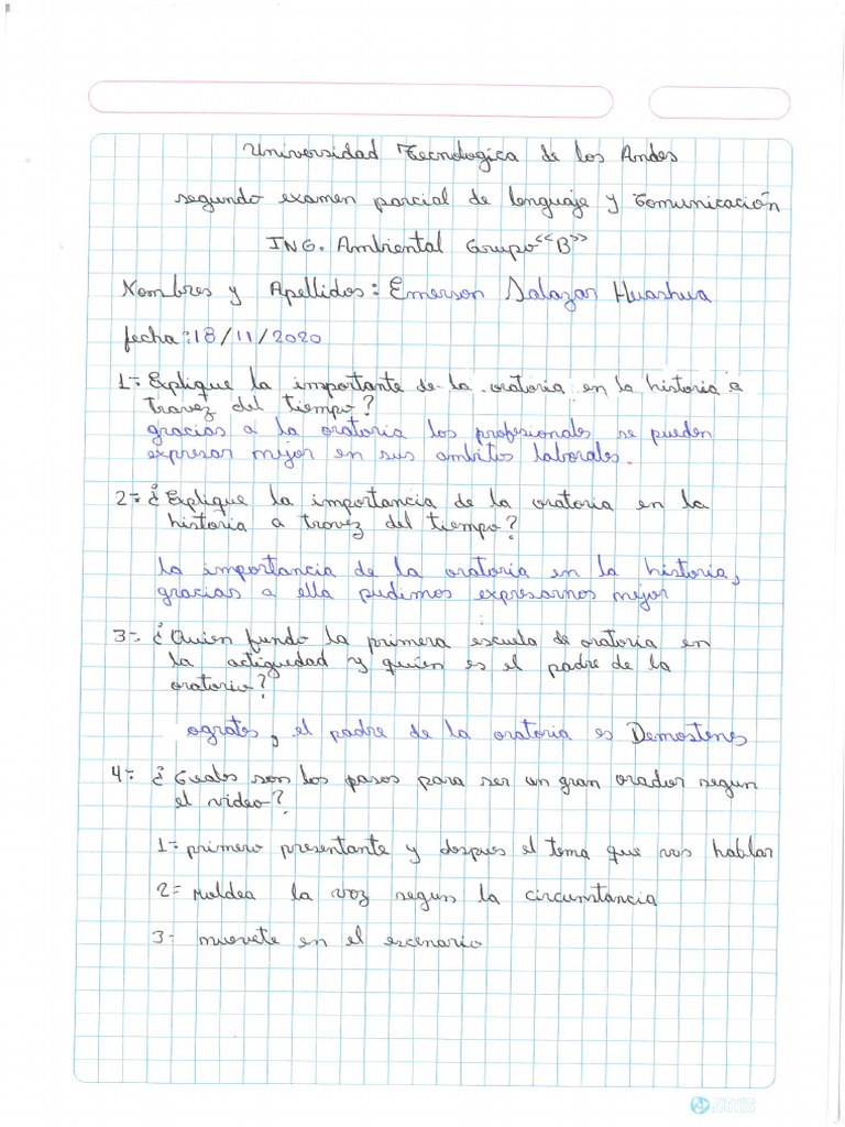 Segundo Examen Parcial de Lenguaje y Comunicación | PDF