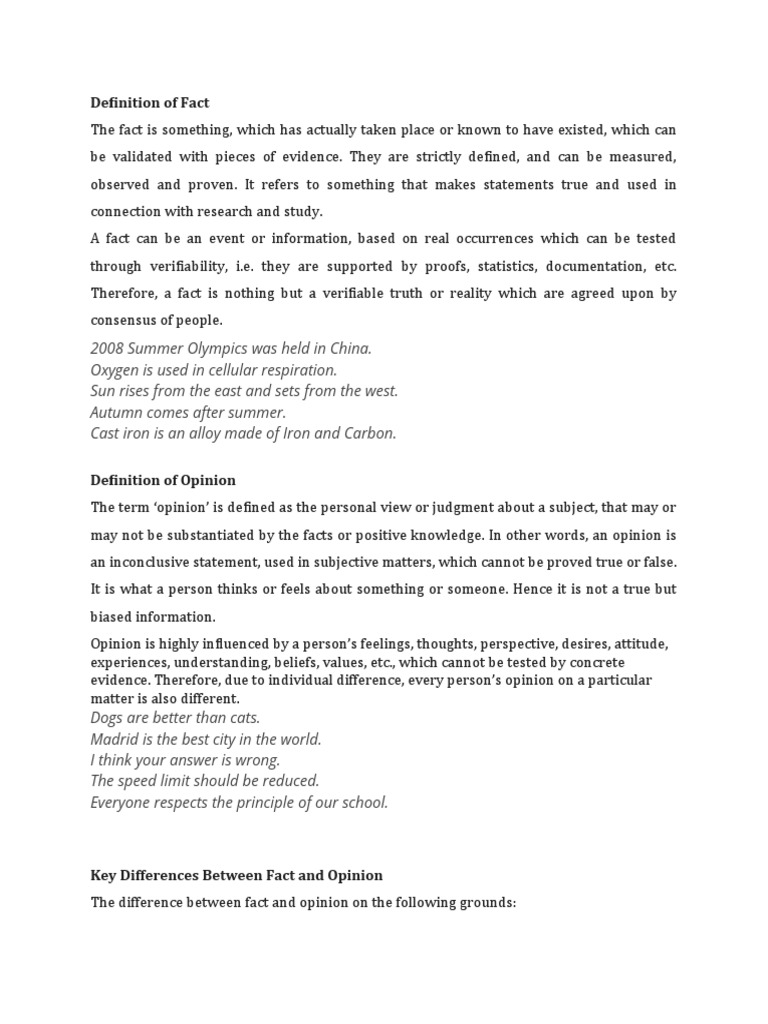 Logical Facts and Opinion | PDF | Bias | Opinion