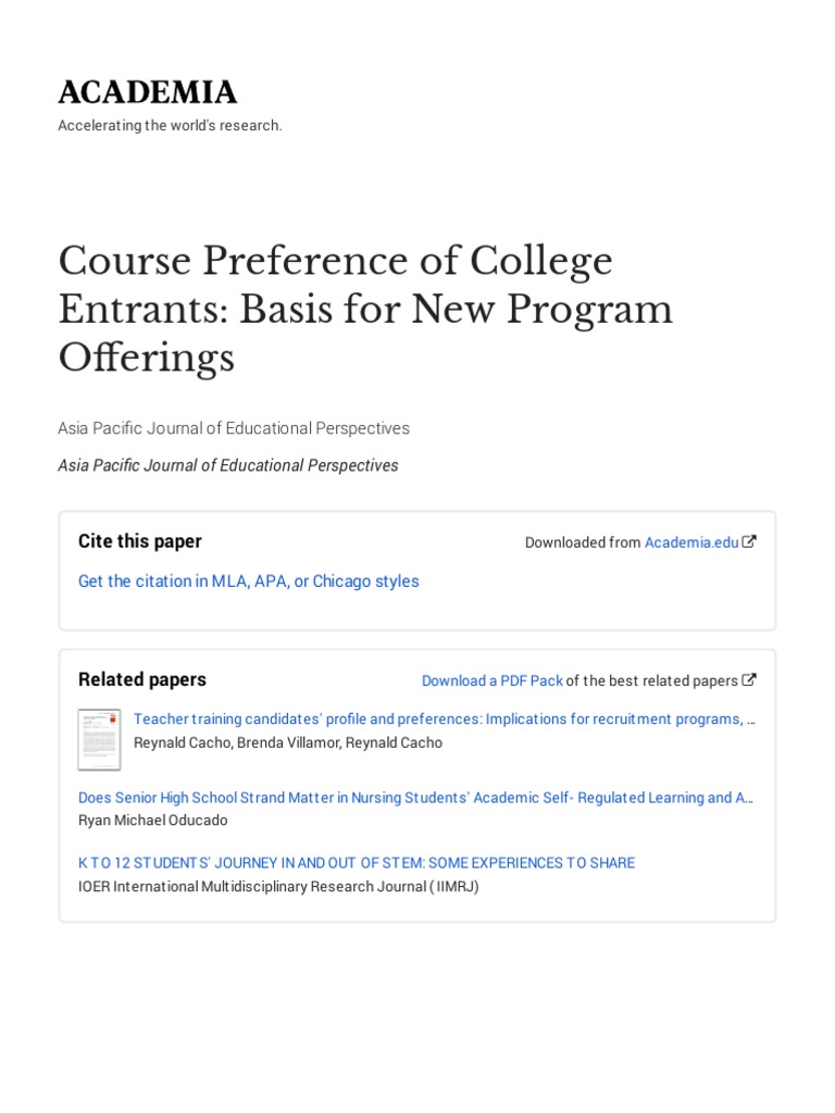 Factors Affecting Course Preference | PDF | Science, Technology, Engineering, And Mathematics ...
