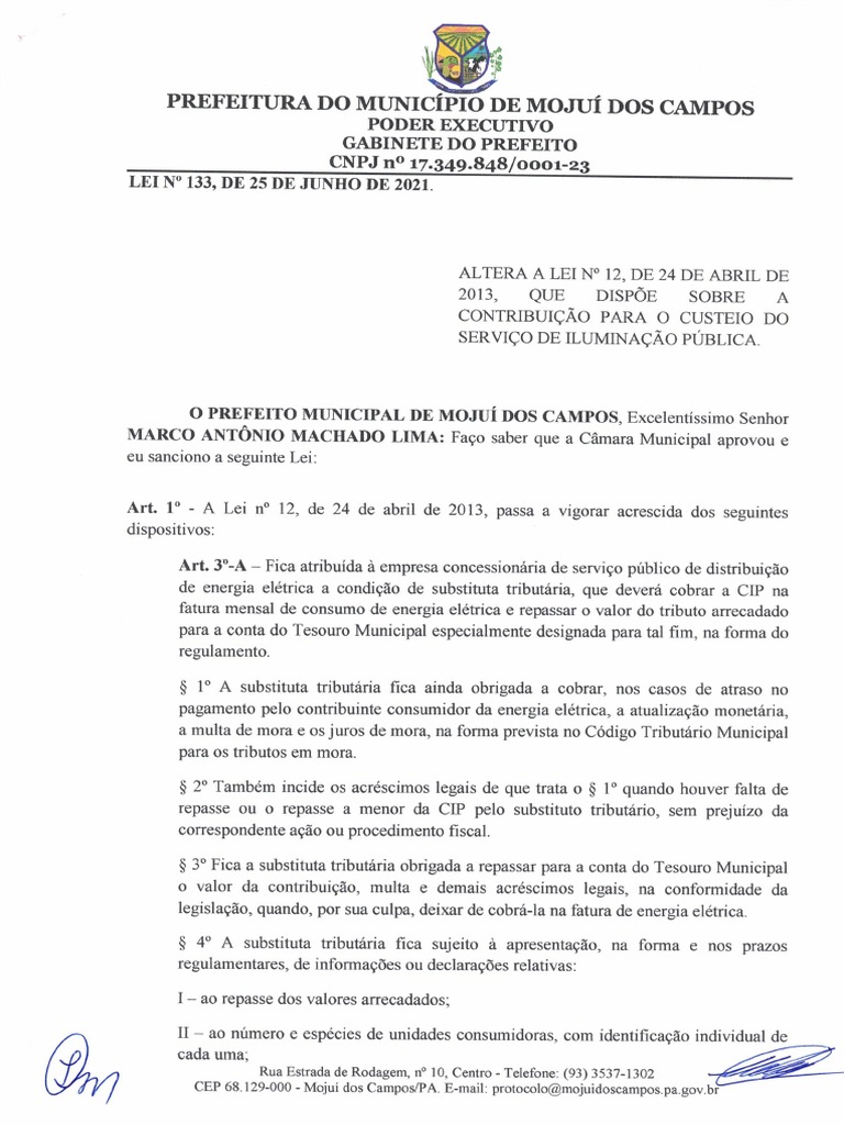 Leis Municipais - 133 - 2021 - 0000001 | PDF