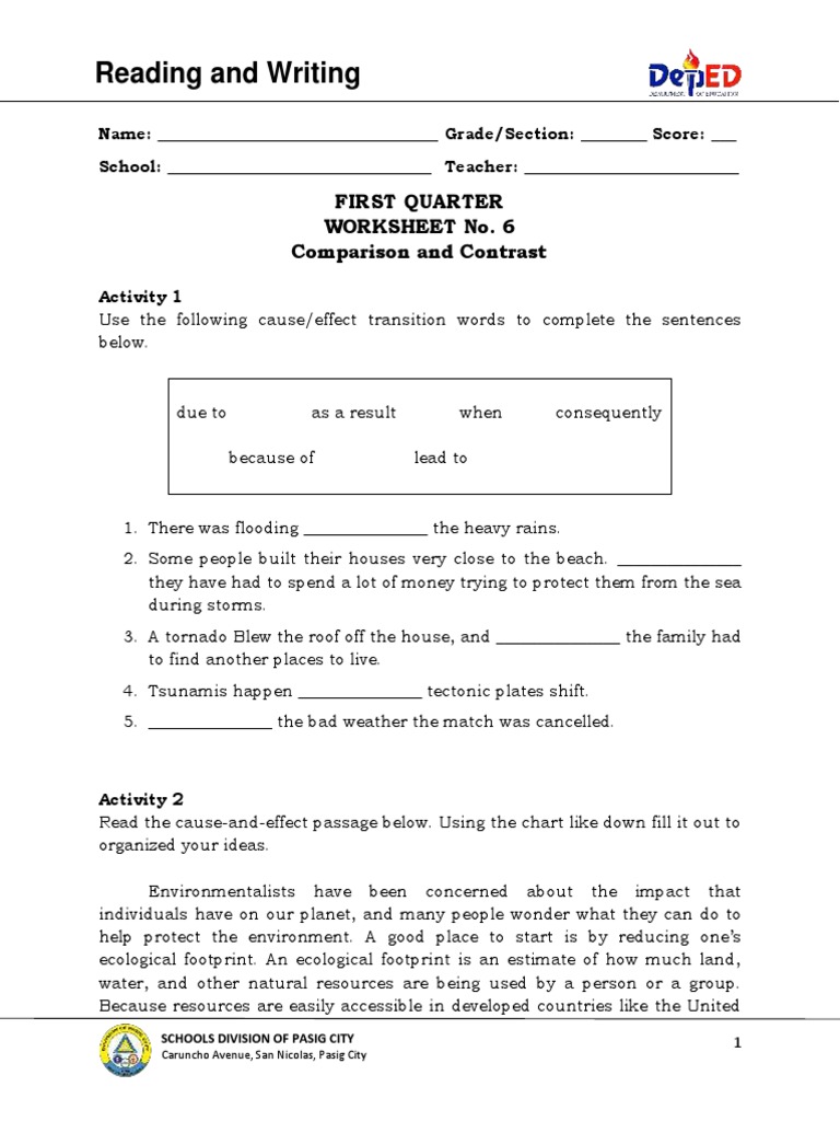 Reading and Writing Q1 - DW6 | PDF | Petroleum | Water
