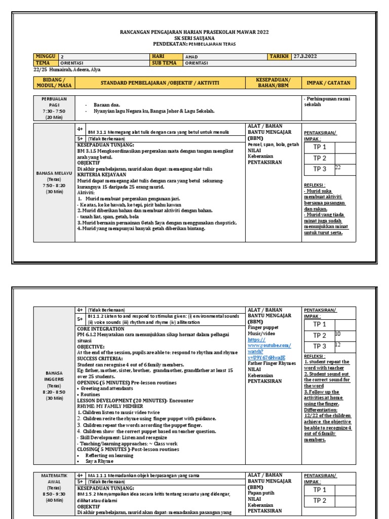e-RPH Prasekolah 2022 M2 | PDF