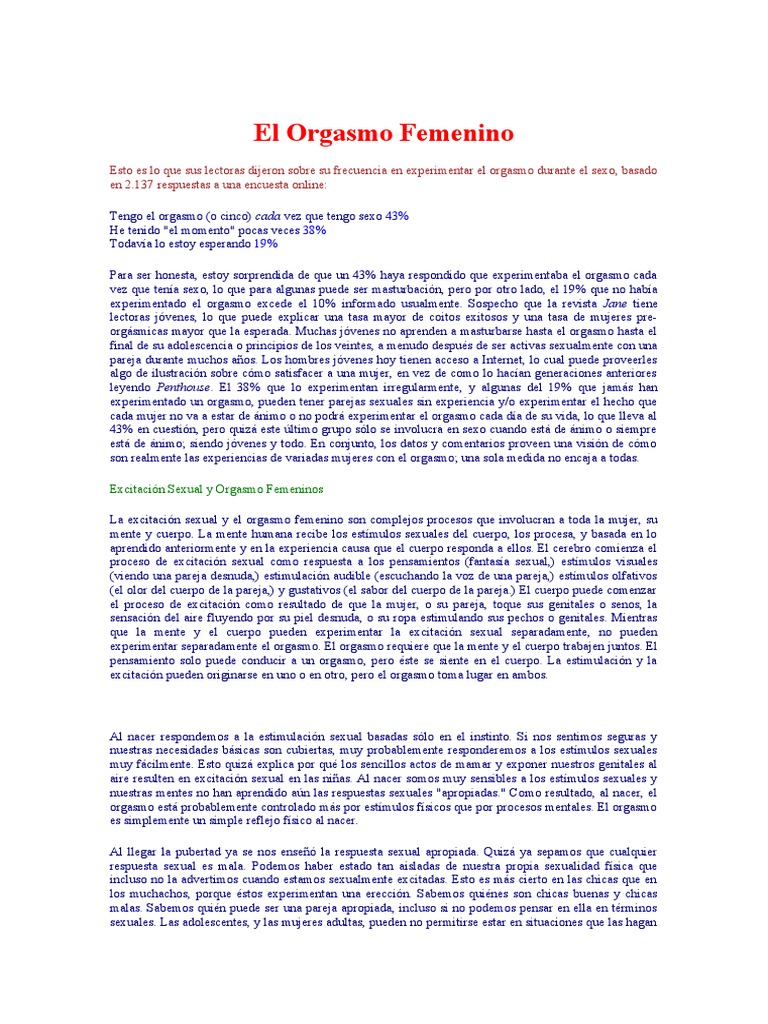 El Orgasmo Femenino Pdf Orgasmo Vagina