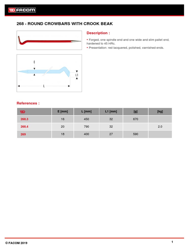 Round Crowbars with Crook Beak Specs | PDF | Technology & Engineering