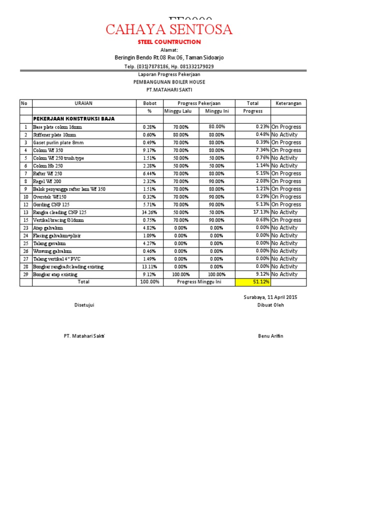 Quot. Benu Arifin Coal Boiler Structure REV | PDF
