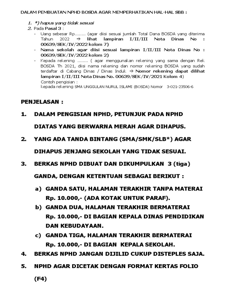 NPHD - Hibah Bosda Sma, SMK, SLB Swasta Tahun 2022 | PDF