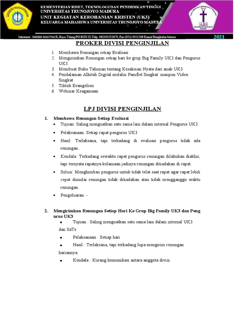 LPJ Divisi Penginjilan | PDF