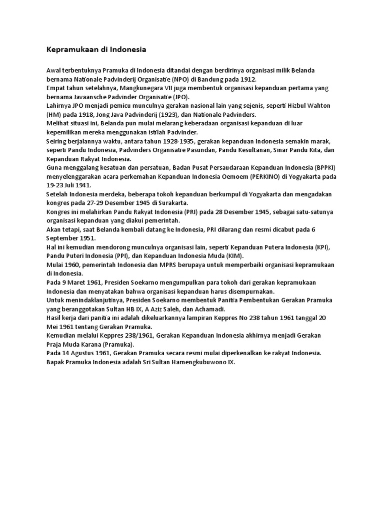 Sejarah Pramuka Indonesia | PDF