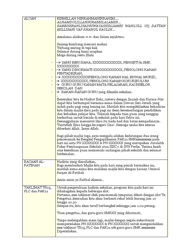 Skrip Emcee Bengkel | PDF