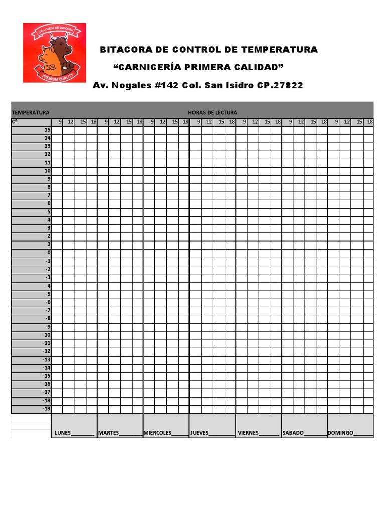 Bitacora De Control De Temperatura Pdf