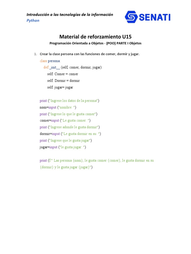 Material de Reforzamiento U15 | PDF | Python (lenguaje de programación) | Informática