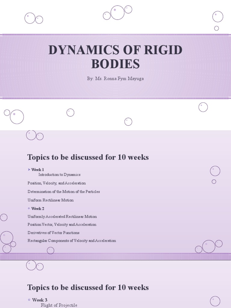 Dynamics of Rigid Bodies Course Outline | PDF | Acceleration | Velocity