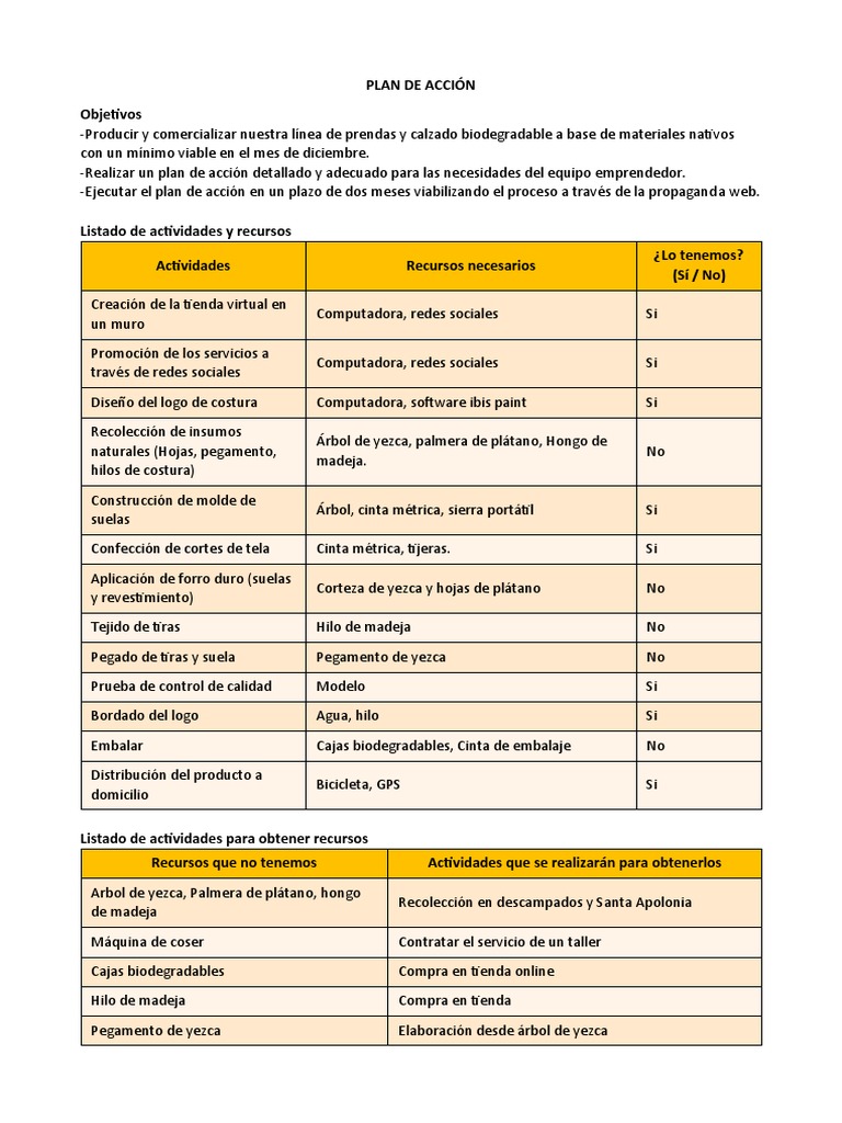 Plantilla Plan de Acción | PDF