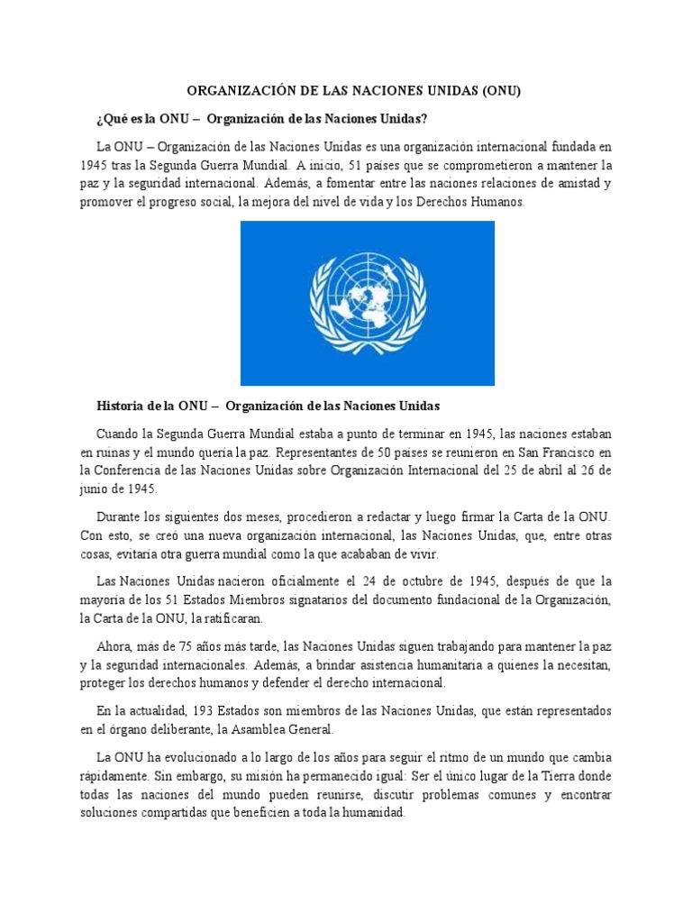 Historia de La ONU en El Mundo | PDF | Naciones Unidas | Relaciones ...