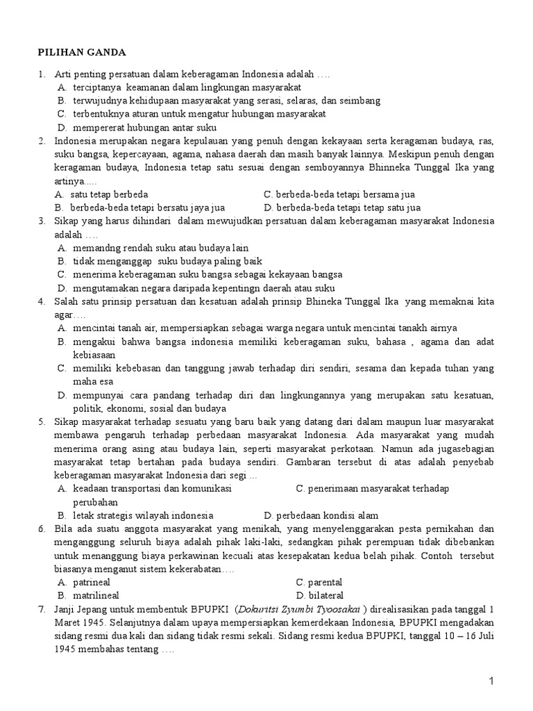 Contoh Soal PKN 2022 | PDF | Ilmu Sosial