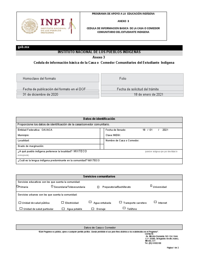 Cedula de Informacion Basica 2021 | PDF