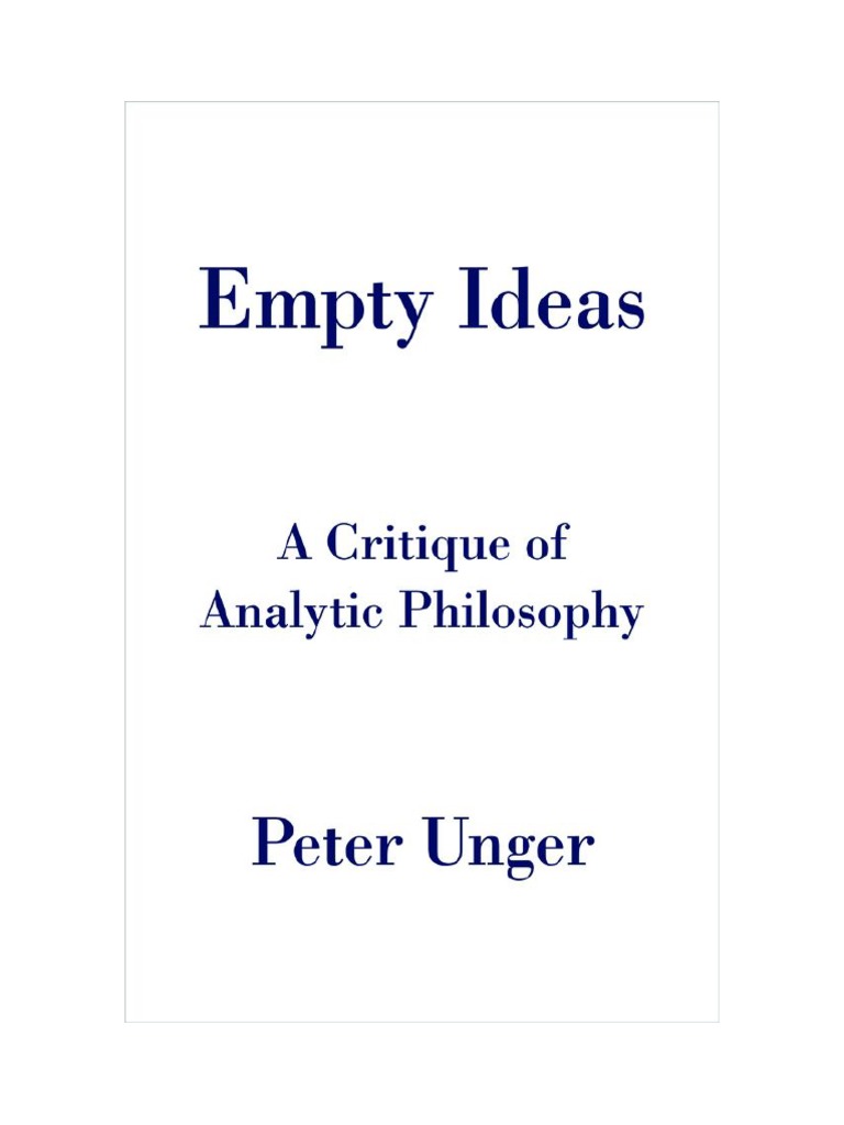 Peter Unger - Empty Ideas - A Critique of Analytic Philosophy-Oxford ...
