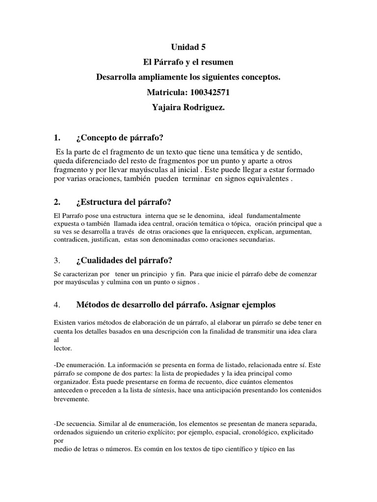 Guia de Preguntas Sobre El Parrafo y El Resumen | PDF