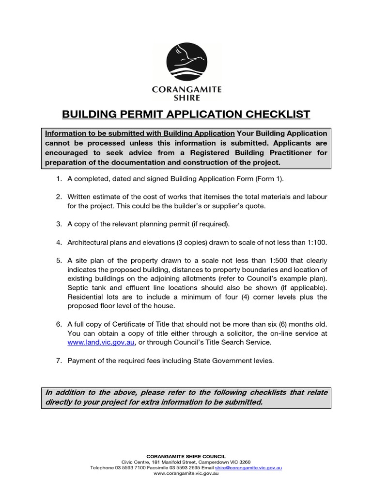 Checklist Building Permit Application Domestic | PDF