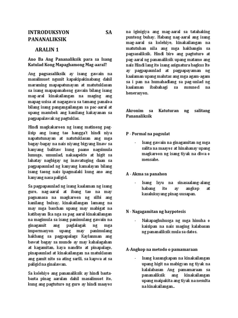 Introduksyon Sa Pananaliksik Aralin 12 1 | PDF