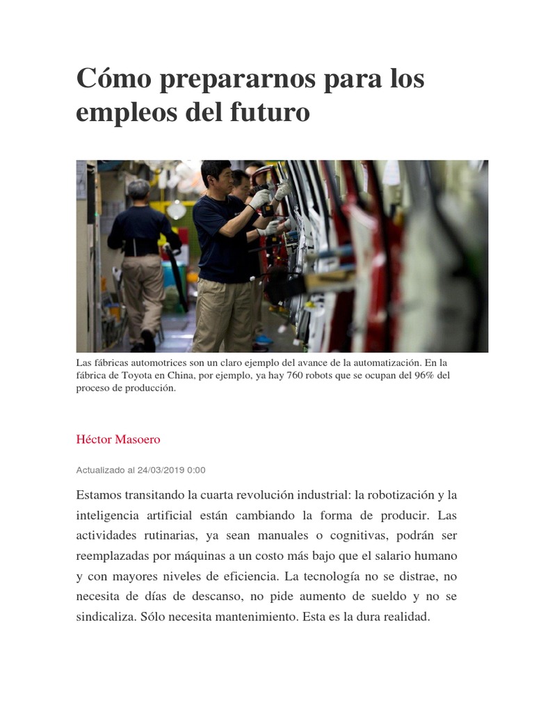 Cómo Prepararnos para Los Empleos Del Futuro | PDF | Aprendizaje ...