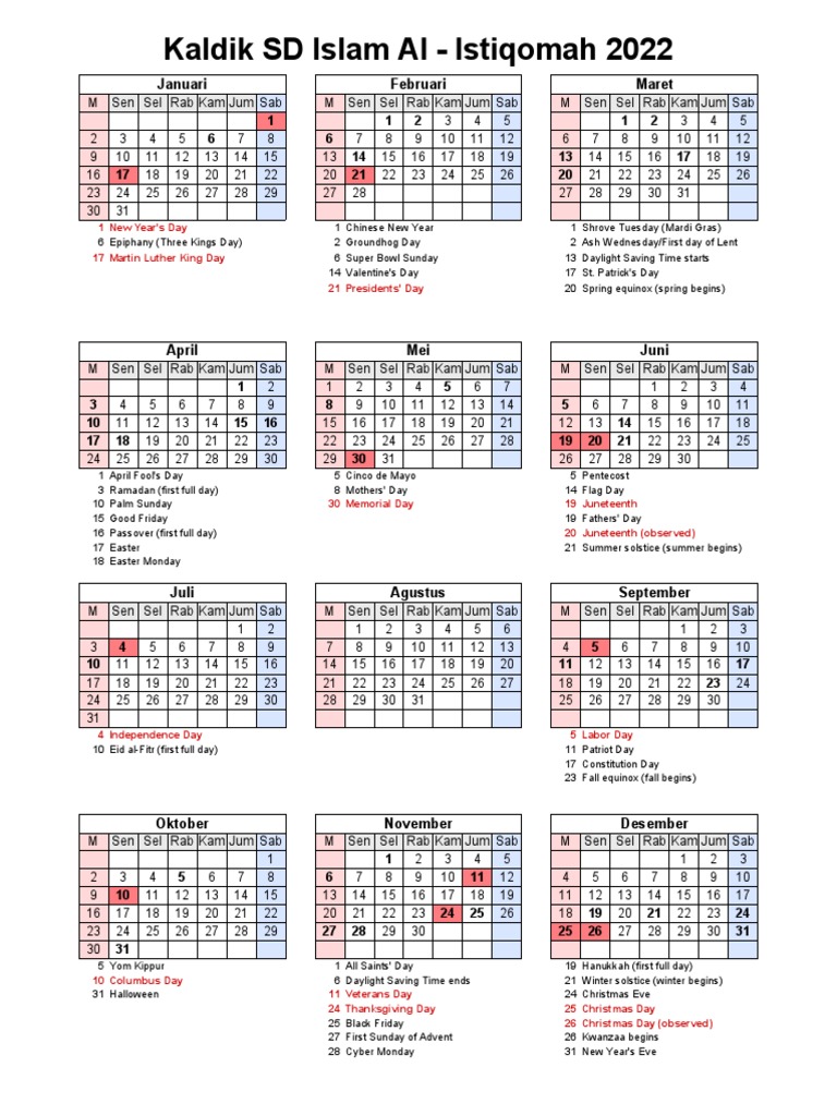2022 Calendar Portrait Holidays Festivals Celebrations | PDF | Easter | Observances