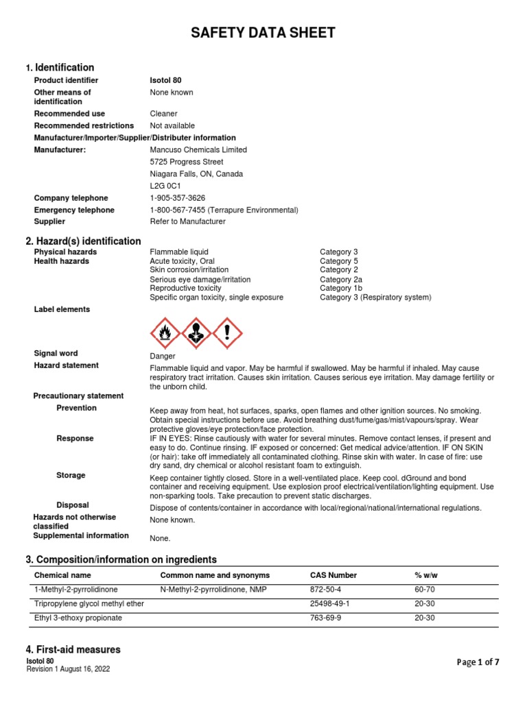 Isotol 80 v.1 August 16 2022 | PDF | Firefighting | Toxicity