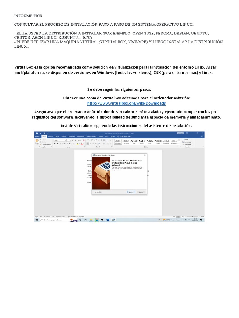 INFORME TICS Maquina Virtual Ubuntu | PDF | Máquina virtual | V Mware