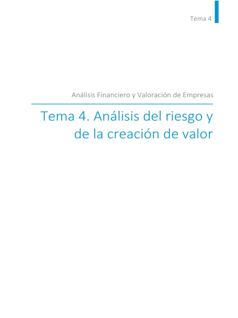 Tema 4 Analisis Del Riesgo y La Creacion de Valor | PDF