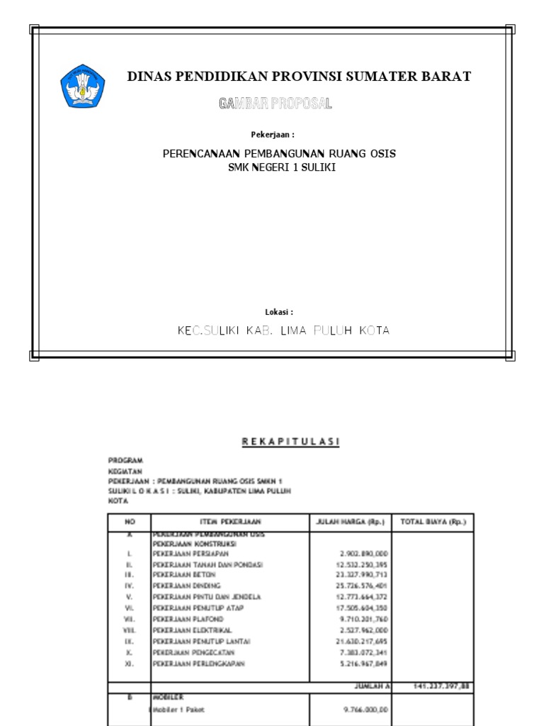 RAB Pembangunan Ruang OSIS | PDF | Sains & Matematika