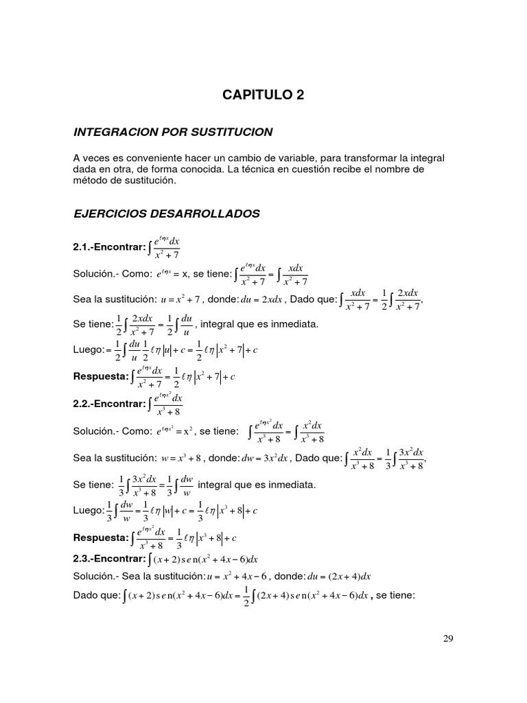 2 Integración Por Sustitución o Cambio de Variable | PDF | Integral ...