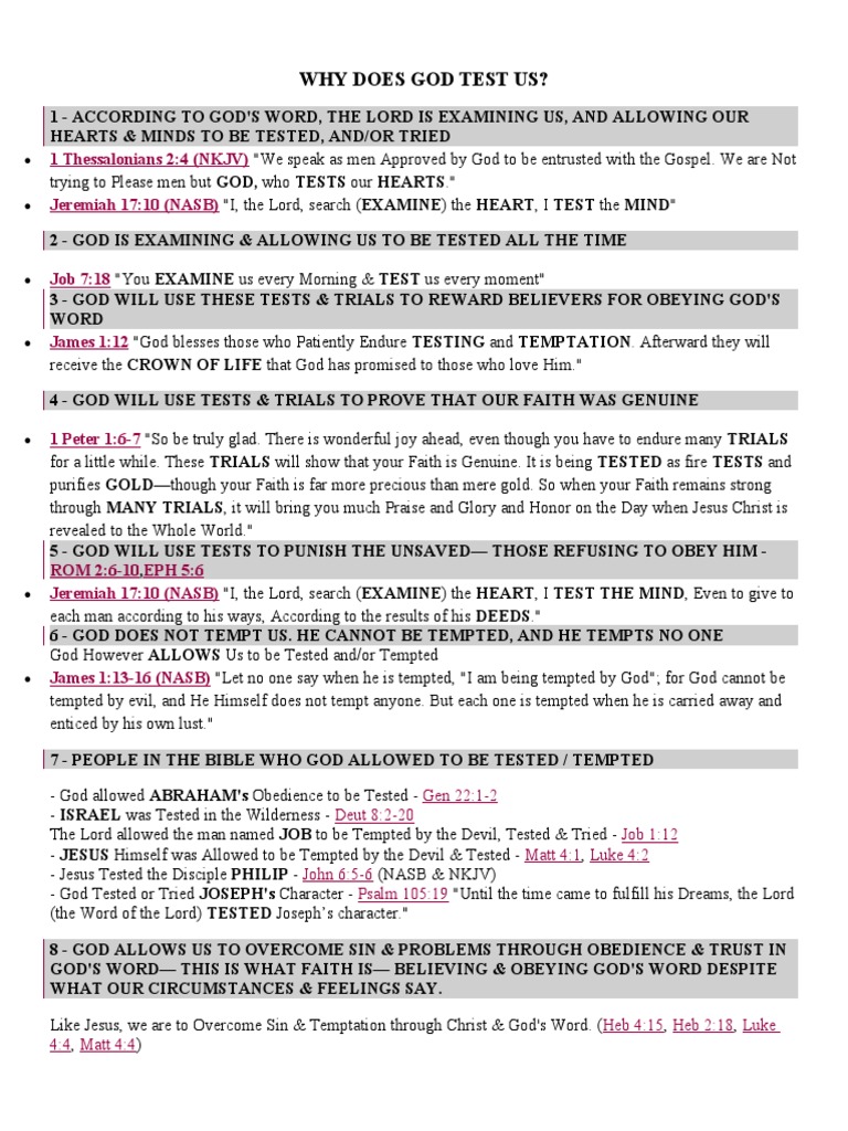 Why Does God Test Us | PDF | Jesus | Christian Belief And Doctrine