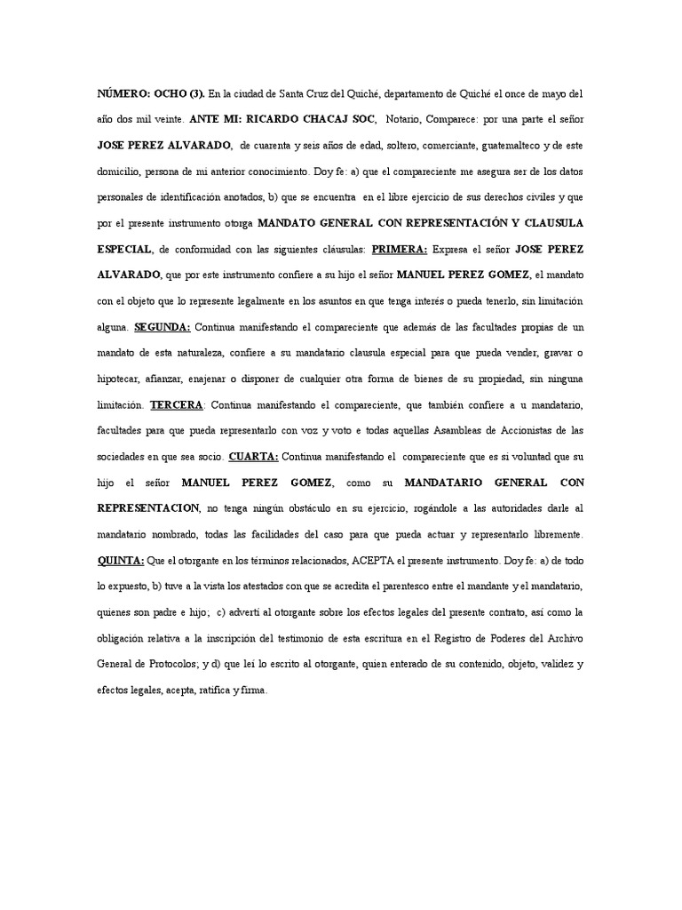 Mandato General Con Representación y Clausula Especial. | PDF | Justicia | Crimen y violencia