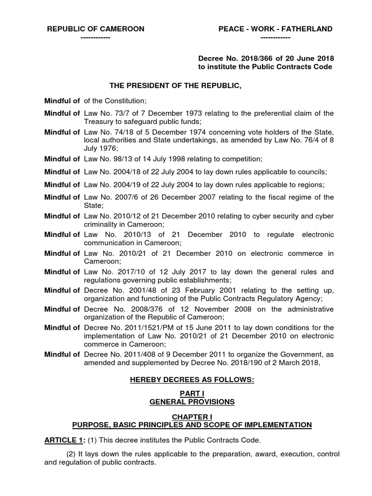 Decree No. 2018-366 of 20 June 2018 Public - Contracts - Code | PDF ...