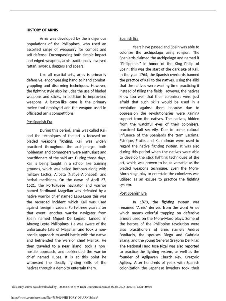 History of Arnis | PDF History of Arnis | PDF
