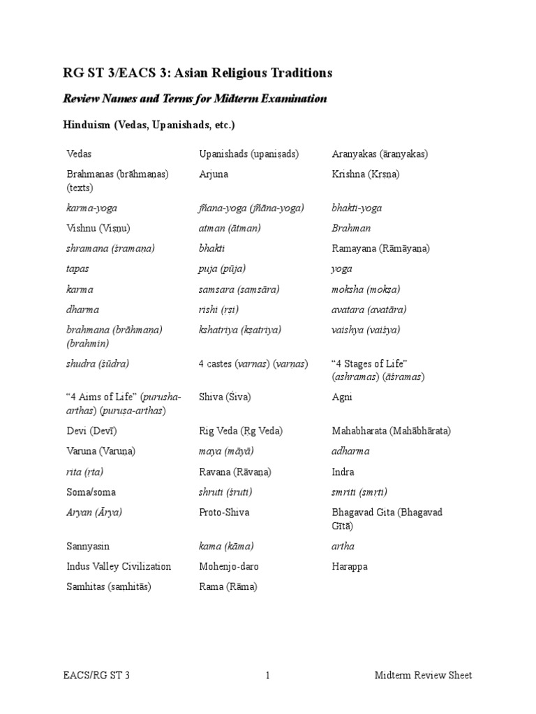 Asian Religious Traditions Study Guide (Spring 2022) | PDF | Mahayana ...