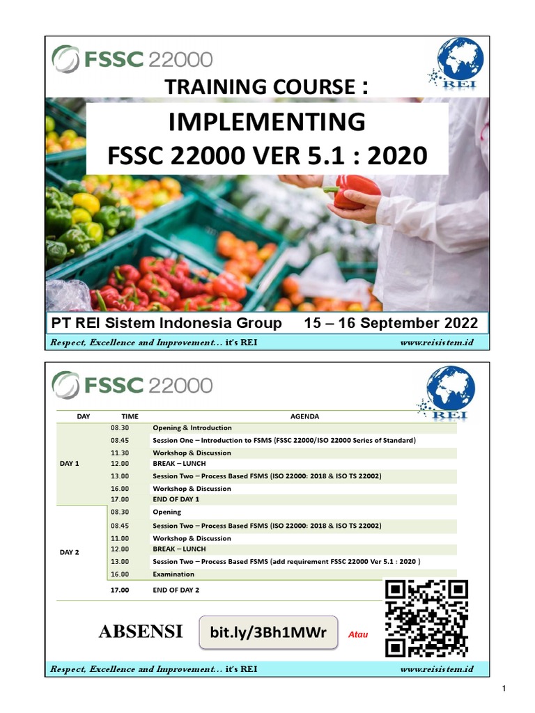 Public Training Implementing FSSC 22000 Ver 5.1 | PDF | Malnutrition | Food Safety