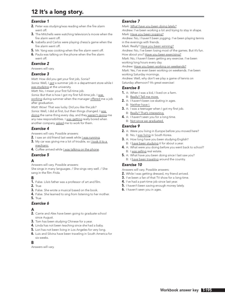 Workbook Ansawer Key Unid 12 | PDF