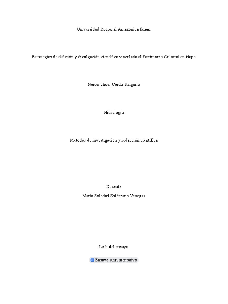 Estrategias de difusión y divulgación del patrimonio cultural de la provincia de Napo | PDF ...
