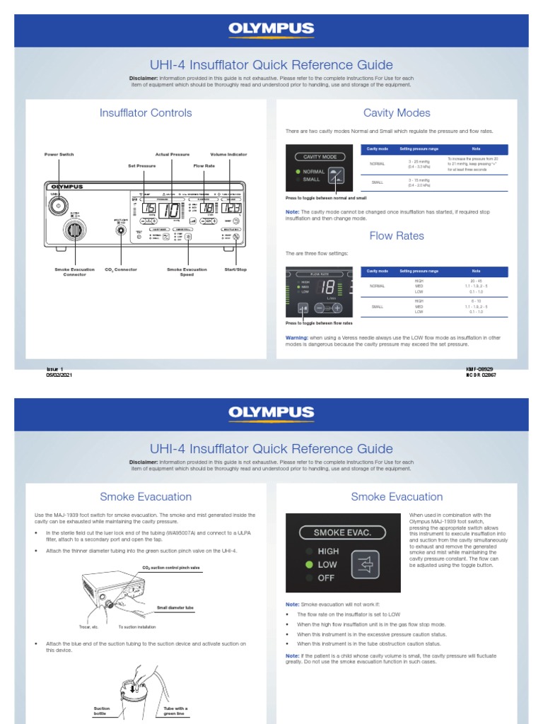 UHI-4 Insufflator Quick Reference Guide | PDF | Switch | Valve